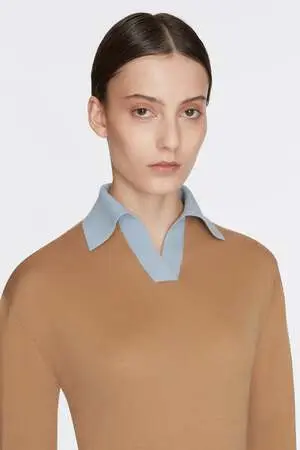 EMILIA WICKSTEAD James Knit Sweater With Baby Blue Collar
