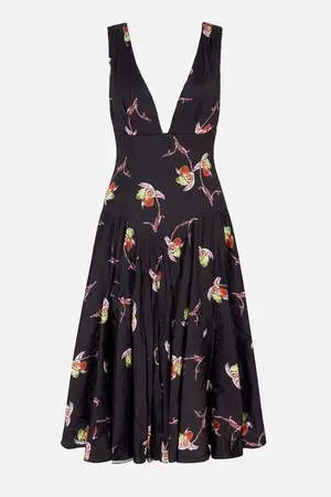 EMILIA WICKSTEAD Nerita Dress In Floral Satin - Black