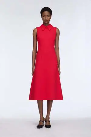 EMILIA WICKSTEAD Leontine Dress In Wool Crepe - Red