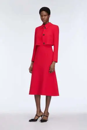 EMILIA WICKSTEAD Leontine Dress In Wool Crepe - Red