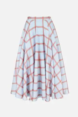 EMILIA WICKSTEAD Karima Skirt In & Pink Silk Twill - Blue