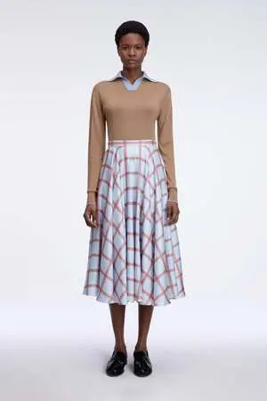 EMILIA WICKSTEAD Karima Silk Twill Midi Skirt - Blue