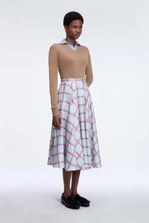 EMILIA WICKSTEAD Karima Silk Twill Midi Skirt - Blue