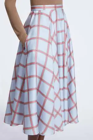 EMILIA WICKSTEAD Karima Silk Twill Midi Skirt - Blue