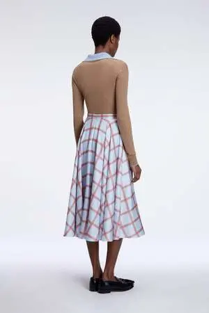 EMILIA WICKSTEAD Karima Silk Twill Midi Skirt - Blue