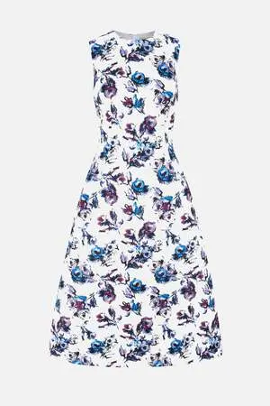 EMILIA WICKSTEAD Floral Print Genzianella Sateen Rumi Dress - Blue