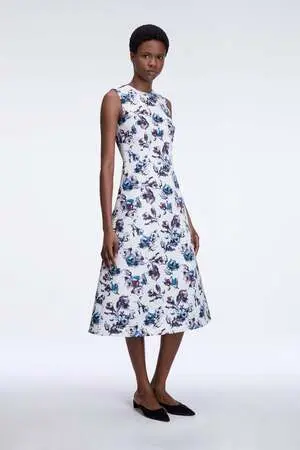 EMILIA WICKSTEAD Floral Print Genzianella Sateen Rumi Dress - Blue