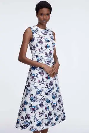 EMILIA WICKSTEAD Floral Print Genzianella Sateen Rumi Dress - Blue