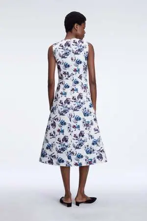 EMILIA WICKSTEAD Floral Print Genzianella Sateen Rumi Dress - Blue