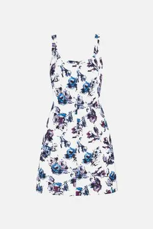 EMILIA WICKSTEAD Floral Print Genzianella Sateen Dress - Blue