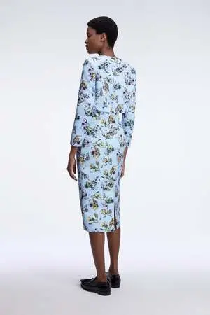 EMILIA WICKSTEAD Lizette Cropped Jacket Blue Floral Print - Yellow
