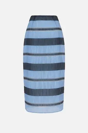 EMILIA WICKSTEAD Priya Skirt In & Black Textured Organza - Blue