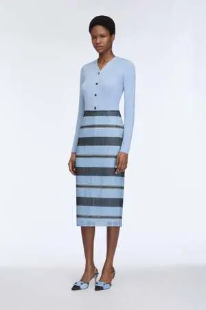 EMILIA WICKSTEAD Priya Skirt Striped Textured Organza