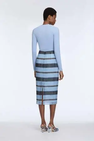 EMILIA WICKSTEAD Priya Skirt Striped Textured Organza