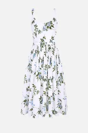 EMILIA WICKSTEAD Emilia Wickstead Eglantine Dress With Lilac Lilies & Cherry Print White