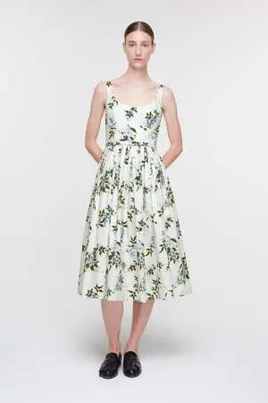 EMILIA WICKSTEAD Eglantine Dress With Lilac Lilies & Cherry Print - White