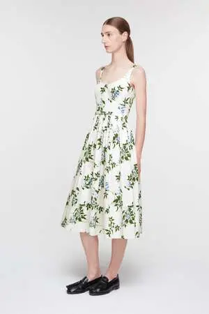 EMILIA WICKSTEAD Eglantine Dress With Lilac Lilies & Cherry Print - White