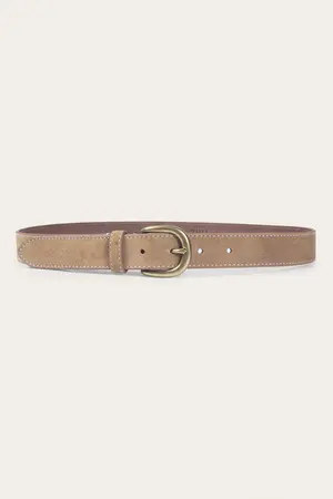 THE FRYE COMPANY 30mm Suede Belt W/ Contrast Stitching - Beige