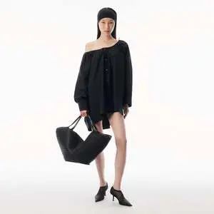 Alexander Wang Bungee Scoop Neck Mini Shirt Dress - Black