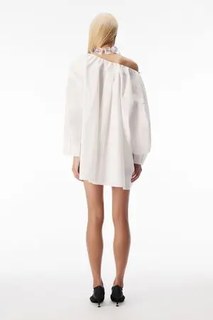 Alexander Wang Bungee Scoop Neck Mini Shirt Dress - White