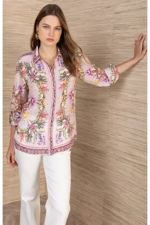 Hale Bob Dana Silk Top - Pink