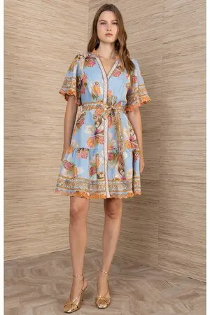 Hale Bob Brody Embroidered Linen Dress
