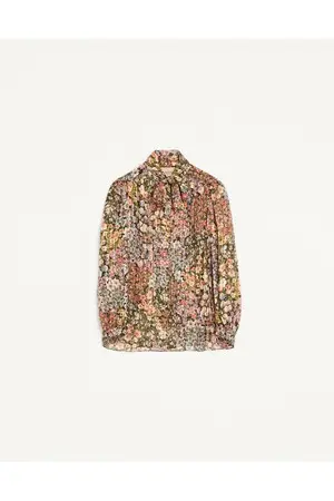 Valentino Garavani Après Lhiver Allover Fiorellini Pekin Plissé Shirt - Red