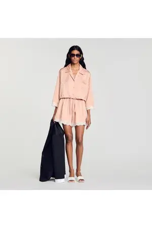 Sandro Shirt Embellished With Rhinestones - Neutral