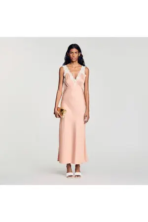 Sandro Rhinestone Lingerie-style Dress - Neutral