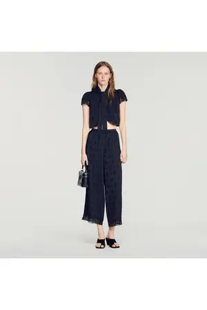 Sandro Fluid Paisley Jacquard Trousers