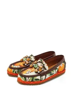 Dolce & Gabbana Crystal-embellished Brocade Loafers