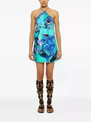 Emilio Pucci Iride Print Silk Halterneck Top - Blue
