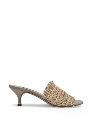 Casadei Fringe Detail Heeled Sandals - Neutrals