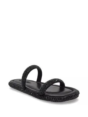 Casadei Sirio Flat Sandals With Crystal Embellishment - Black