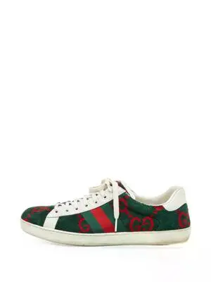 Gucci Ace Gg Terry-velvet Sneakers - Green