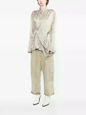 CHIAHUNG SU Hand-printed Mandarin Collar Shirt