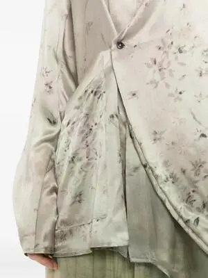 CHIAHUNG SU Hand-printed Mandarin Collar Shirt