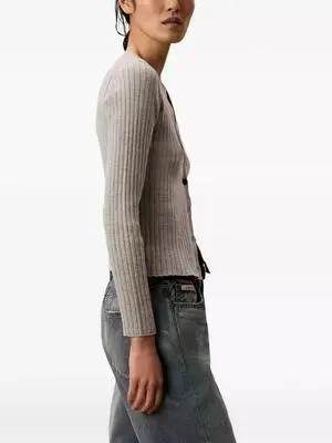 Calvin Klein Ribbed Knit Logo Patch Cardigan