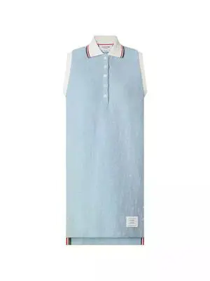 Thom Browne Sleeveless Tweed Polo Mini Dress - Blue