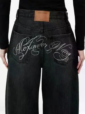 Alexander Wang Crystal Logo Oversized Jeans