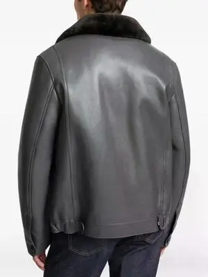 YVES SALOMON Shearling Collar Leather Jacket