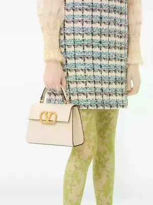 Valentino Garavani Vsling Small Handbag In Grainy Calfskin With Jewel Logo - Neutrals