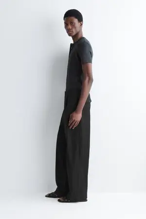 Cos Pocket-detail Relaxed-fit Wide-leg Pants - Black