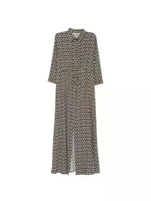 IU RITA MENNOIA Geometric Print Drawstring Waist Maxi Dress