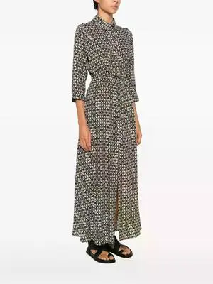 IU RITA MENNOIA Geometric Print Drawstring Waist Maxi Dress
