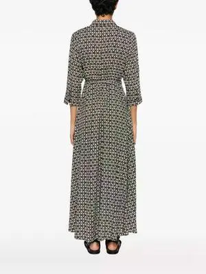 IU RITA MENNOIA Geometric Print Drawstring Waist Maxi Dress
