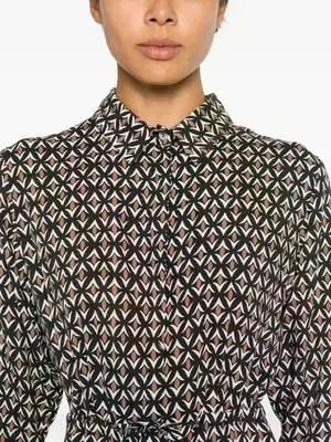 IU RITA MENNOIA Geometric Print Drawstring Waist Maxi Dress