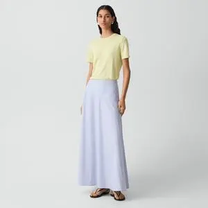 Theory Angled Yoke Skirt In Striped Cotton-blend