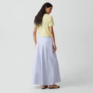Theory Angled Yoke Skirt In Striped Cotton-blend
