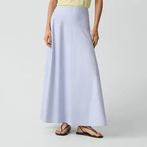 Theory Angled Yoke Skirt In Striped Cotton-blend